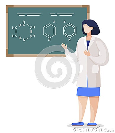 Student Explaining Molecular Formula On Blackboard Vector Illustration ...