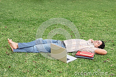 Student Relaxing On Campus Stock Image - Image: 12387761
