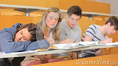 Student Sleeping at the Lecture Hall Stock Video - Video of female ...