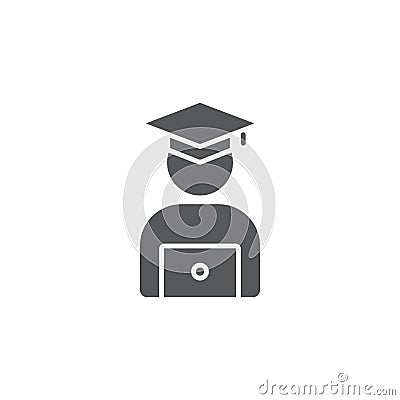 Student Studying On Laptop Vector Icon Symbol Isolated On White ...