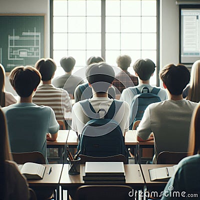 Students From Behind, Attentive In Classroom Royalty-Free Stock ...