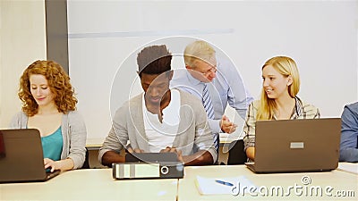 Students Doing Research Ininternet with Computer Stock Video - Video of ...