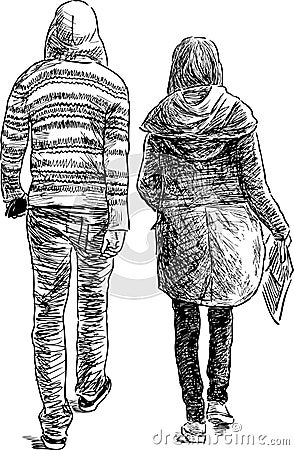 Students On A Stroll Cartoon Vector | CartoonDealer.com #71852423