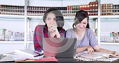 Students Studying and Thinking Idea in Library Stock Video - Video of ...