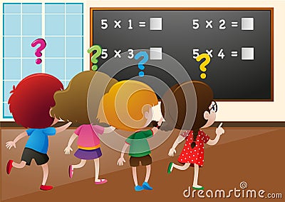 Students Working Out Math Problem In Class Stock Vector - Image: 84400224
