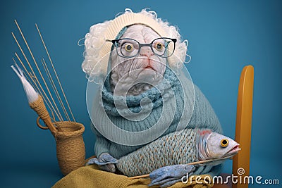 Portrait Of A Very Old Fish Wearing Glasses, Concept Of Ageing And ...