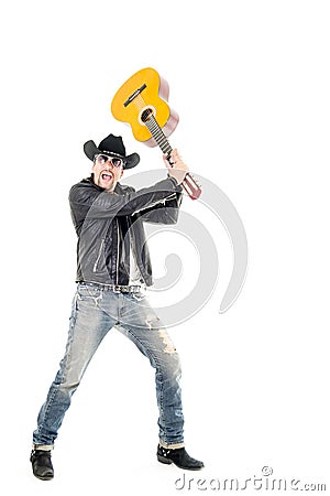 Rocker Man Breaking A Guitar Stock Image | CartoonDealer.com #30247987