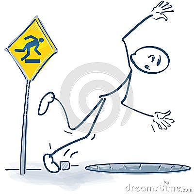 Stumbling Stick Figure Into A Hole Vector Illustration | CartoonDealer ...