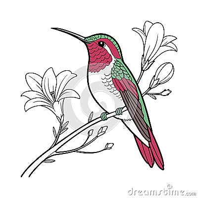 Stunning Calliope Hummingbird Nature Illustration | CartoonDealer.com ...
