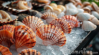 Oceanic Delicacies: Assorted Raw Seafood, Sea Shells, And Barnacles On ...