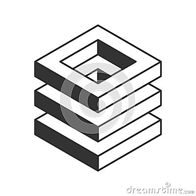 Stylish Isometric Illustration Of Stacked Squares Creating A Nested ...