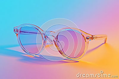Stylish Semi-transparent Acetate Eyeglasses Displayed On A Gradient ...