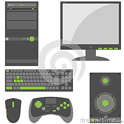 Stylish, Simple External Computer Parts Vector Illustration ...