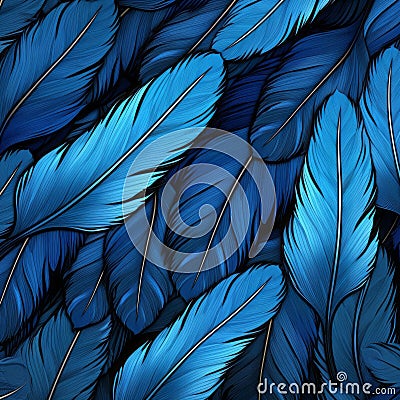Stylized Blue Jay Feathers Pattern On Dark Blue Background Royalty-Free ...