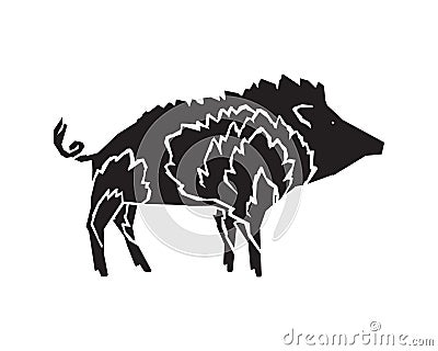 Stylized Boar Illustration With Fire Pattern. | CartoonDealer.com ...