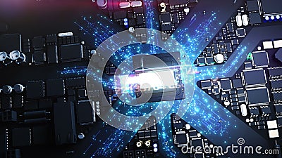 Stylized City Consisting of Chips and Computer Components on a Printed ...