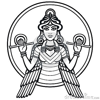 The Stylized Goddess Ishtar. Cartoon Vector | CartoonDealer.com #68772605