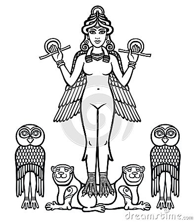The Stylized Goddess Ishtar. Cartoon Vector | CartoonDealer.com #69876491