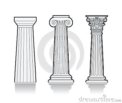 Stylized Greek Columns Cartoon Vector | CartoonDealer.com #28356325