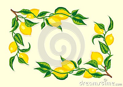 Stylized Lemon Branch Corner Frame Cartoon Vector | CartoonDealer.com ...