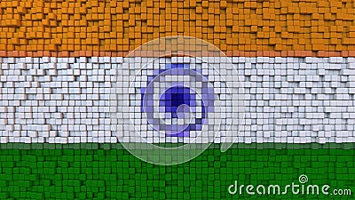 Stylized Mosaic Flag of India Made of Moving Pixels, Seamless Loop ...