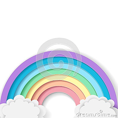 Stylized Paper Rainbow And Clouds Isolated On White Background. Paper ...