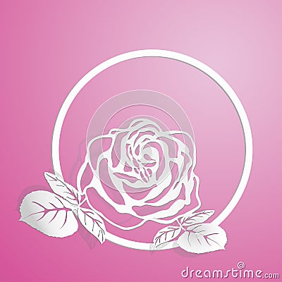 Stylized Pink Rose Is On The Circle Vector Illustration | CartoonDealer ...