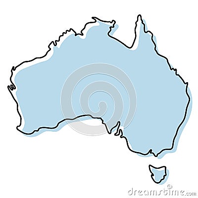 Stylized Simple Outline Map Of Australia Icon. Blue Sketch Map Of ...