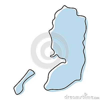 Stylized Simple Outline Map Of Palestine Icon. Blue Sketch Map Of ...