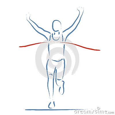 Stylized Vector Illustration With Athlete Crossing The Finish Line ...