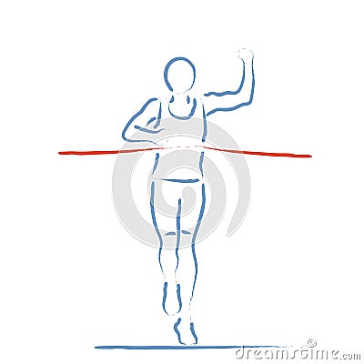 Stylized Vector Illustration With Athlete Crossing The Finish Line ...