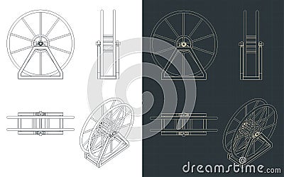 High Voltage Cable Drum Blueprints Vector Illustration | CartoonDealer ...