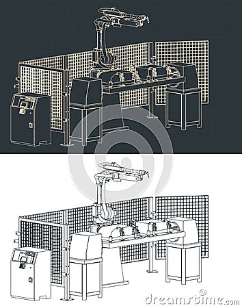Robotic Welding Line Drawings Cartoon Vector | CartoonDealer.com #237688079