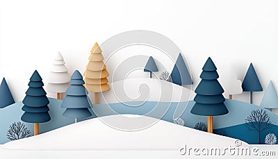 Stylized Winter Forest With Layered Trees And Snowy Landscape Stock ...