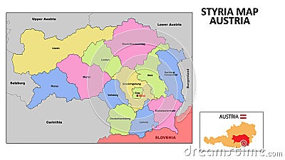 Styria Map. State And District Map Of Styria. Political Map Of Styria ...