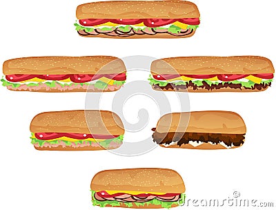 Sub Sandwiches Cartoon Vector | CartoonDealer.com #45322957