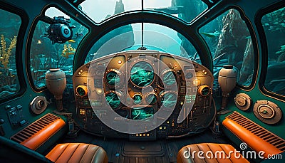 Submarine Control Room, Inside View Of A Modern Submarine Cockpit ...