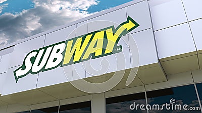 Subway Logo on the Modern Building Facade. Editorial 3D Rendering Stock ...