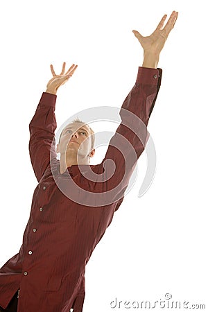 Successful Business Man Reaching Up With His Arms Royalty Free Stock ...