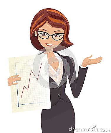 Successful Business Woman Showing Results Cartoon Vector ...