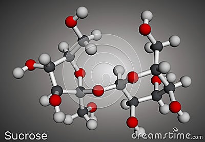 Sucrose Sugar Molecule. Molecular Model. 3D Rendering Royalty-Free ...