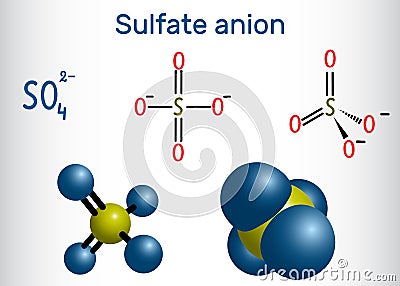 Sulfate Anion Sulphate Molecule . Structural Chemical Formula Cartoon ...