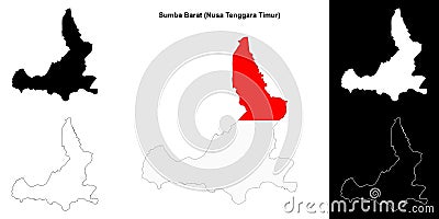 Sumba Barat Outline Map Vector Illustration | CartoonDealer.com #356965268