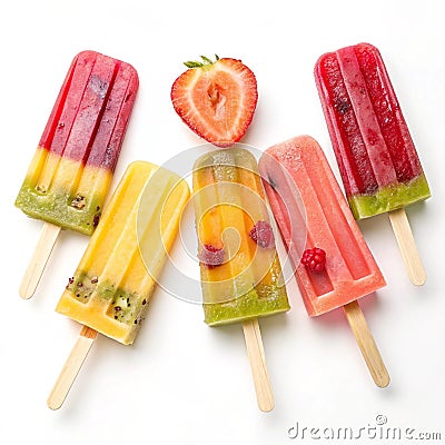 Summer Fruit Ice Pops Isolated On Transparent Background Royalty-Free ...