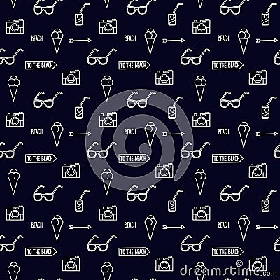 Summer Line Art Beach Pattern Vector Illustration | CartoonDealer.com ...