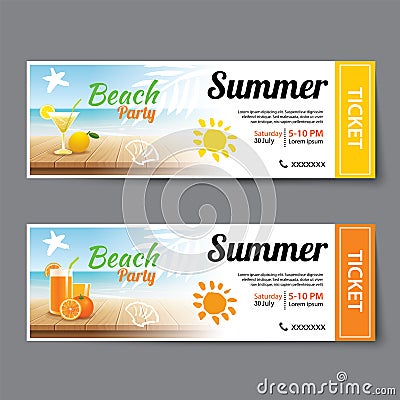 Summer Pool Party Ticket Template Vector Illustration | CartoonDealer ...