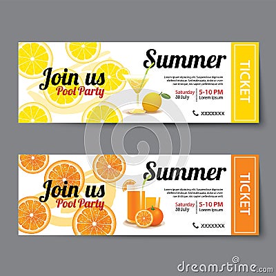 Summer Pool Party Ticket Template Vector Illustration | CartoonDealer ...
