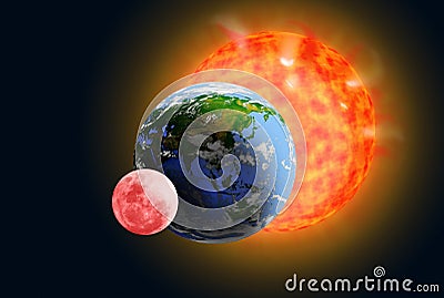 Sun, Earth And Moon Alignment During Lunar Eclipse Stock Photo ...