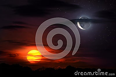 Sun And Moon Stock Photo - Image: 82538147