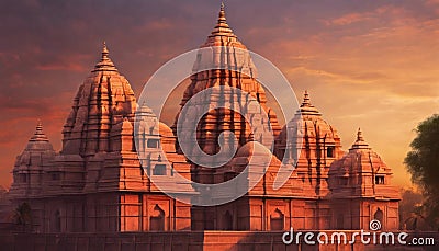 The Sun Set On Another Day In Ayodhya Hindu Temple AI Generated Image ...